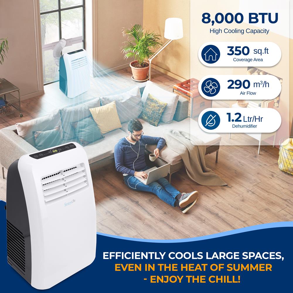 Portable Air Conditioner 8,000 BTU Efficient Cooling Remote Control ...