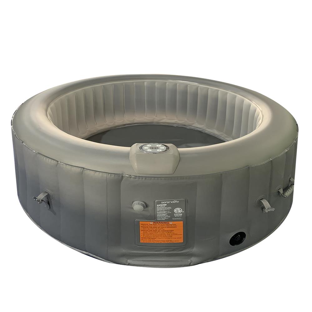 Portable 4-Person Hot Tub Spa, 100 Bubble Jets, LED Lights, Remote Con ...