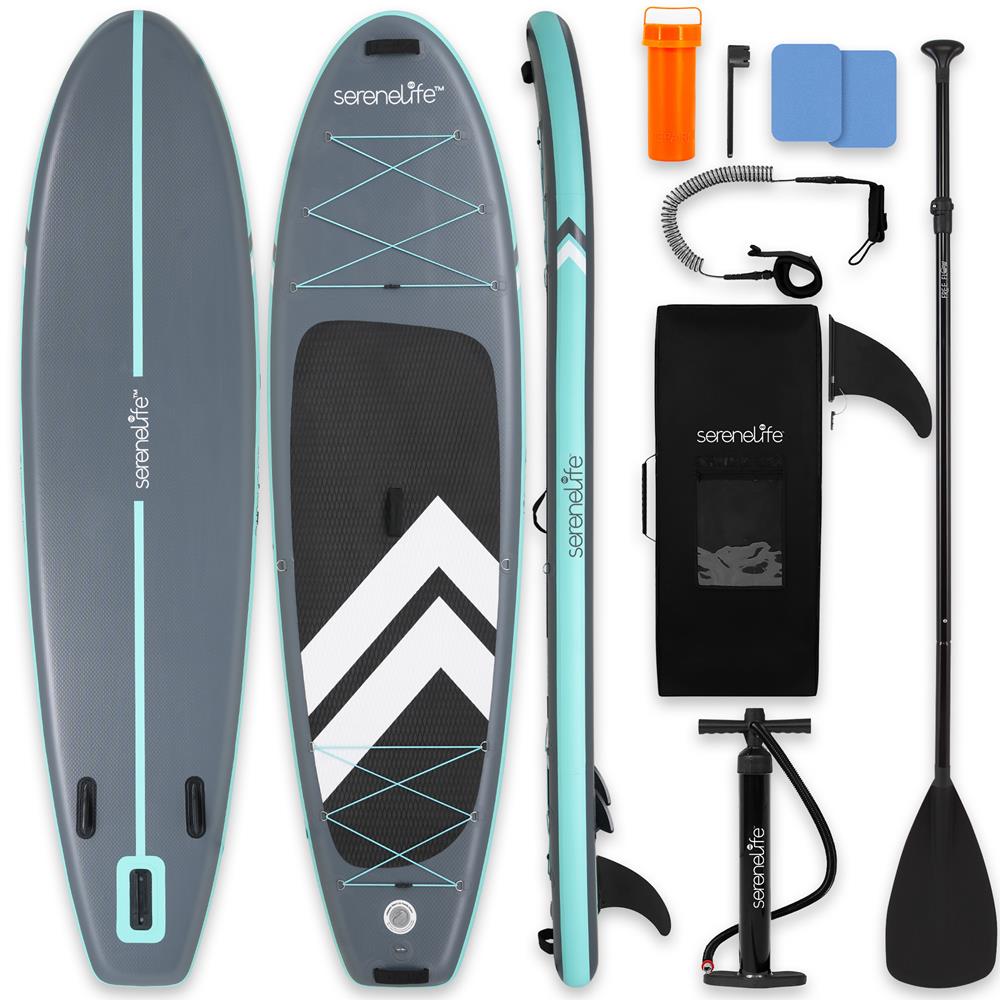 Inflatable Paddleboard, Stable Design, Non-Slip Deck, Gray – SereneLife ...