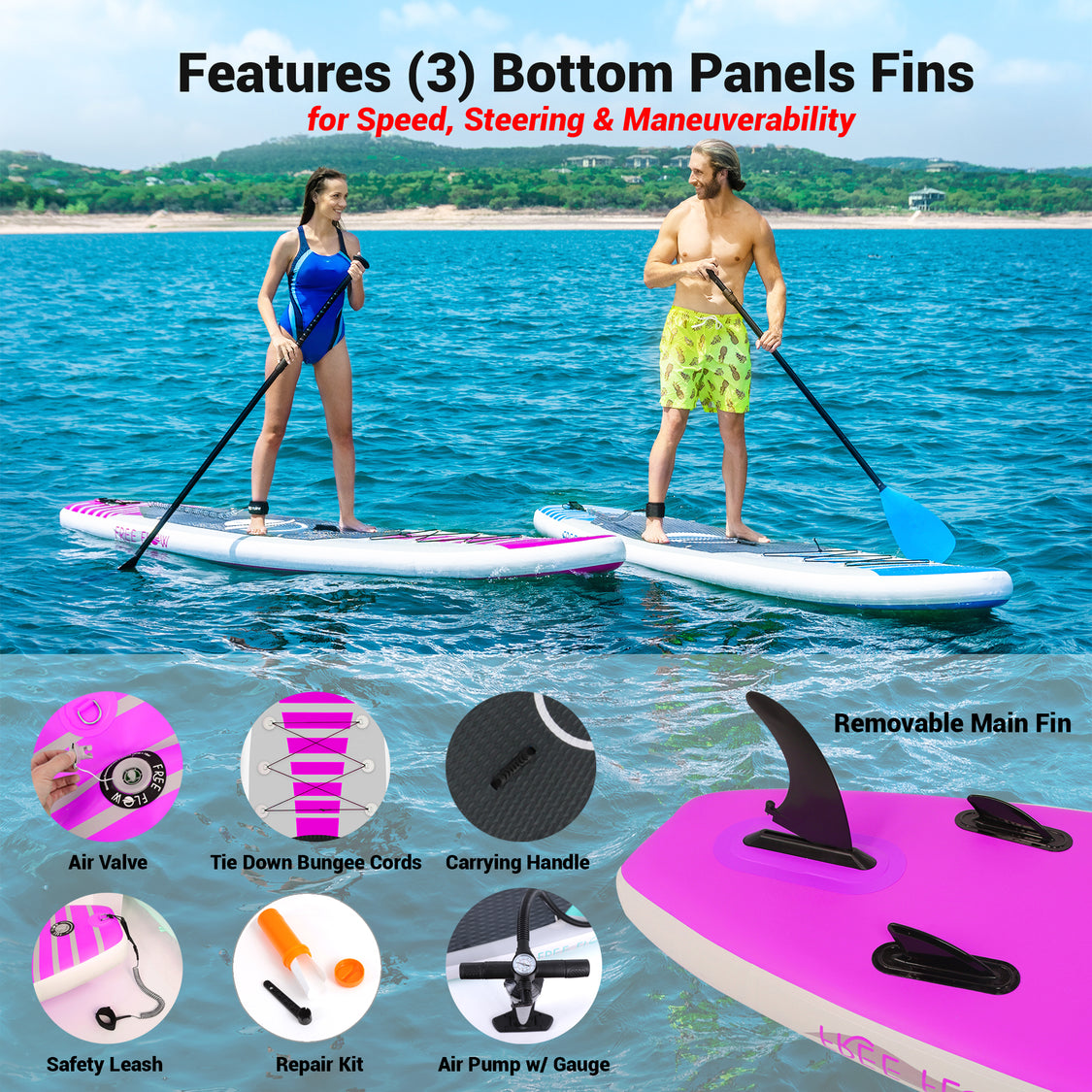 Inflatable Paddle Board - Stable Non-Slip Deck, 10'6", PVC, Teal ...